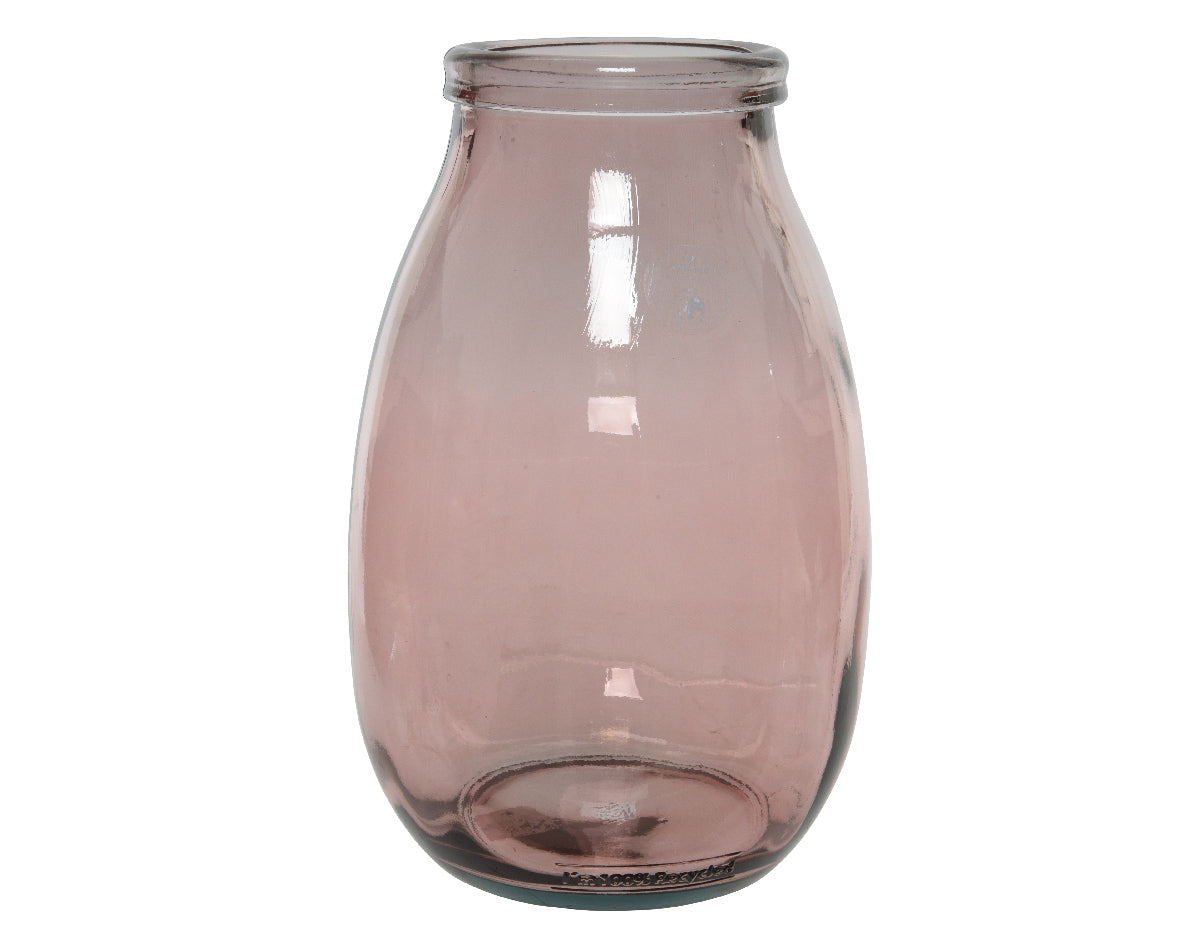 Recycled Pale Pink Shiny Round Glass Vase - 28cm – Southwood Garden Centre