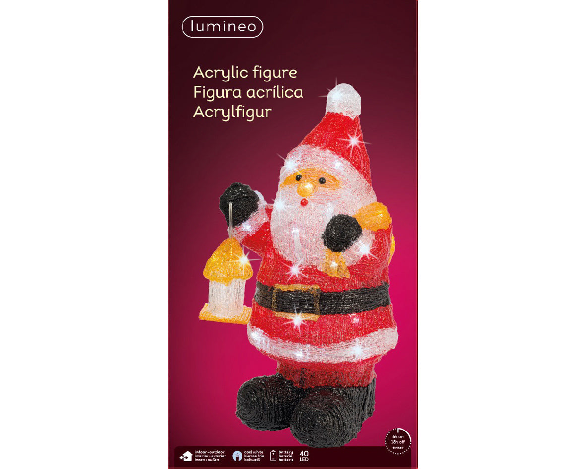 LED Acrylic Santa with Lantern - 46cm – Southwood Garden Centre