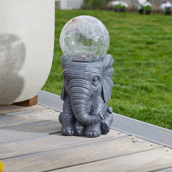 Solar Powered Colour Changing Elephant Orb Figurine – Southwood Garden ...