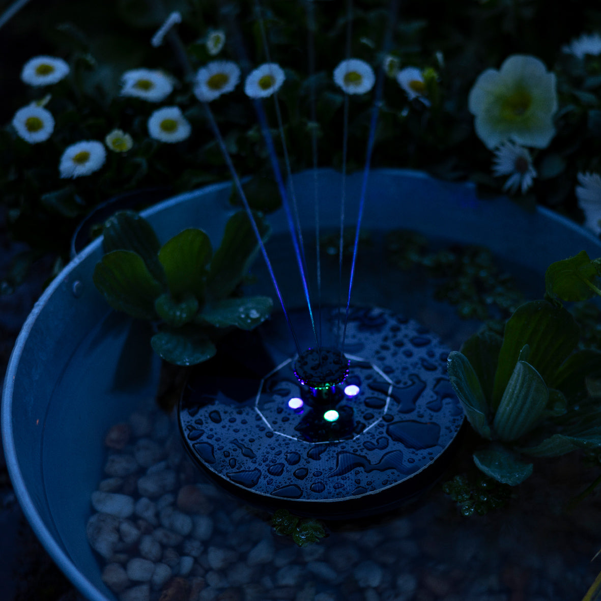 Solar Powered Water Fountain Pump for Ponds with Colour Changing LED L ...