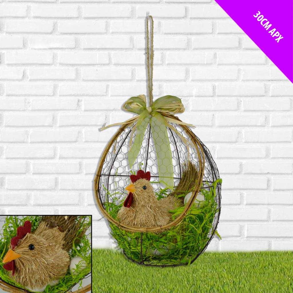 Decorative Chicken in a Basket – Southwood Garden Centre