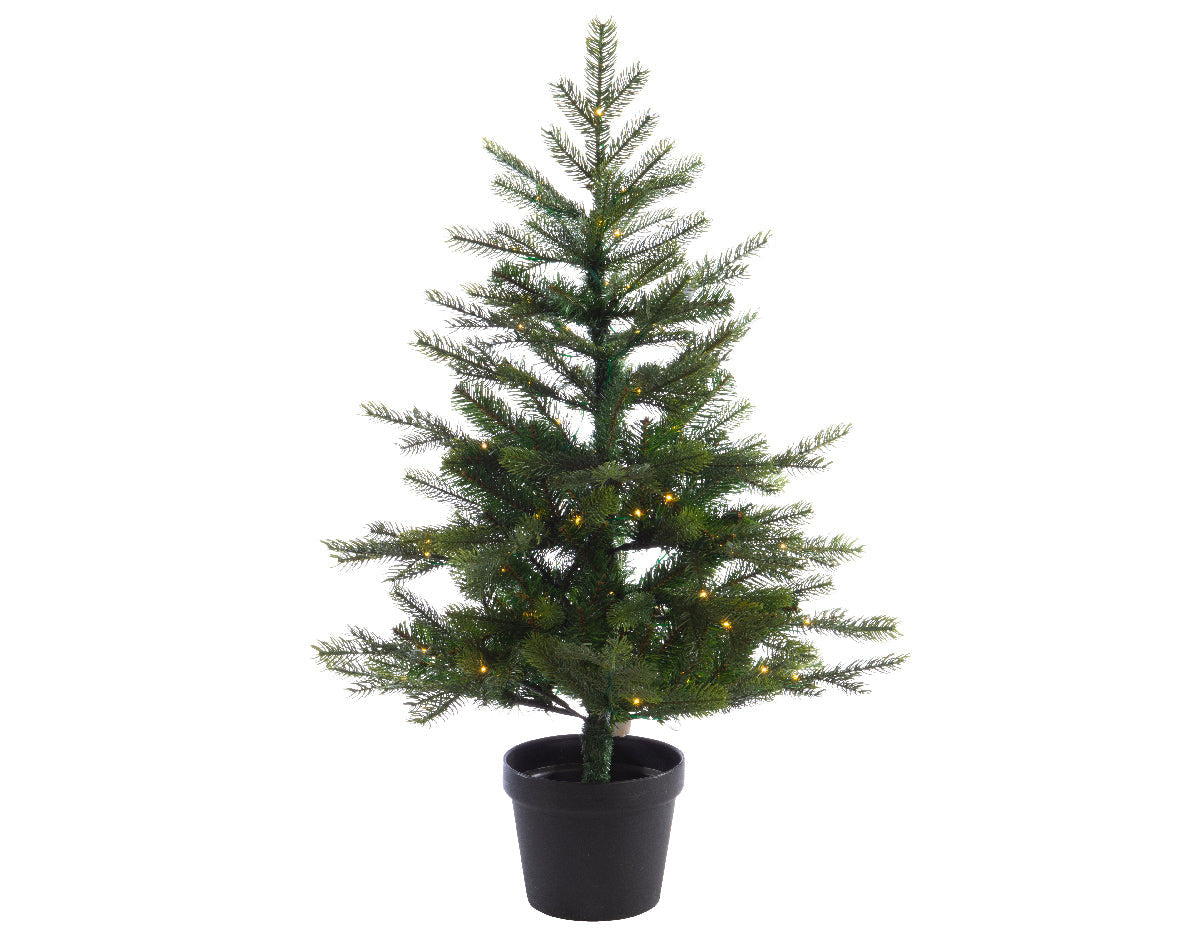 Everlands Potted Grandis Pre-Lit Artificial Christmas Tree - Battery O ...