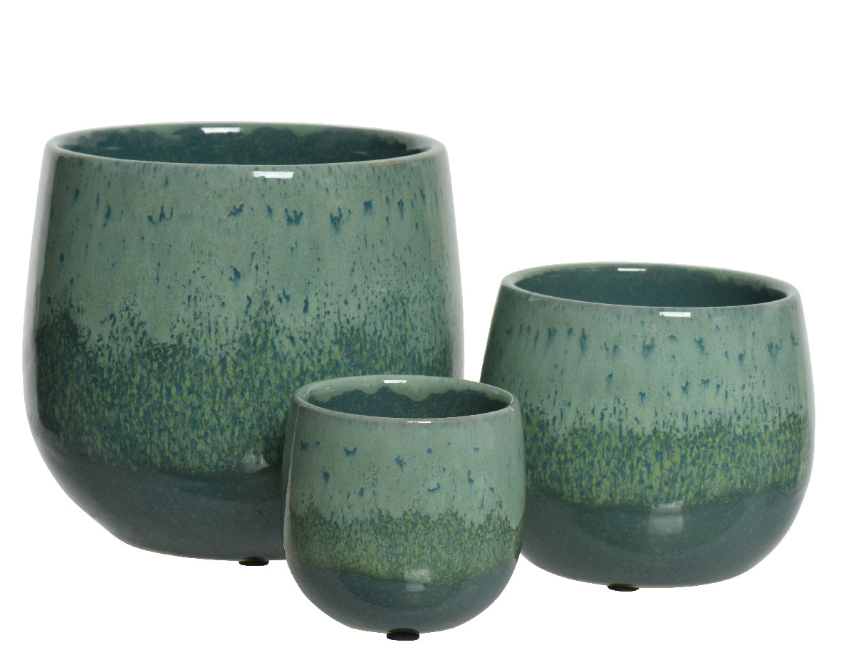 Blue Green Stoneware Reactive Glazed House Plant Pot – Southwood Garden ...