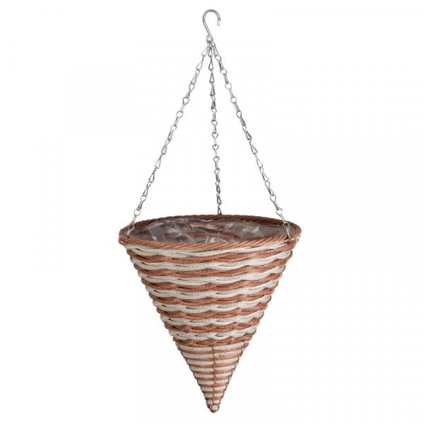 Duet Faux Rattan Hanging Cone Shaped Basket- Grey 14in – Southwood ...