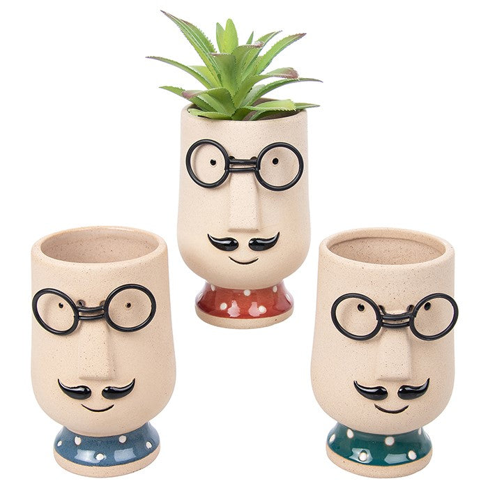 Unique Face House Plant Pot Planter George Small with Glasses ...