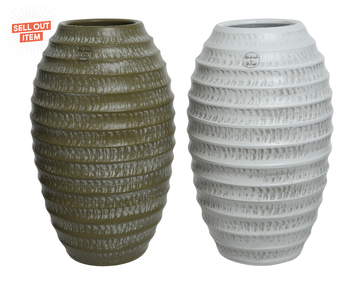 Terracotta Textured Wave Design Vase - 40cm – Southwood Garden Centre